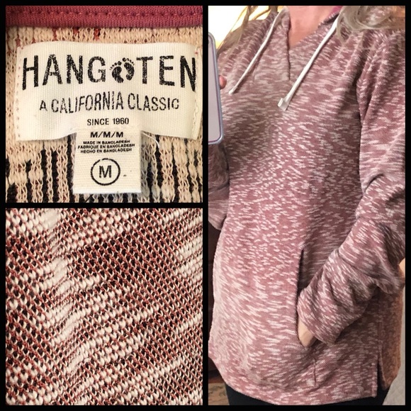 Hang Ten | Tops | Hang Ten Pink And White Marled Knit Hoodie Poncho Nwt ...